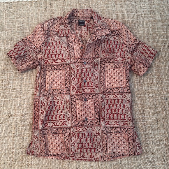 Todd Snyder | Shirts | Todd Snyder Mens Red Kalamkari Block Print Short ...